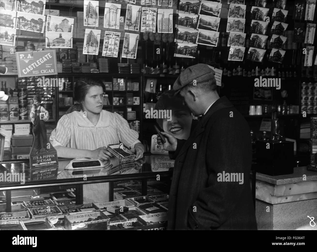 HINE: CIGAR STORE, 1917. /n14-year-old Mary Creed selling cigars in a ...