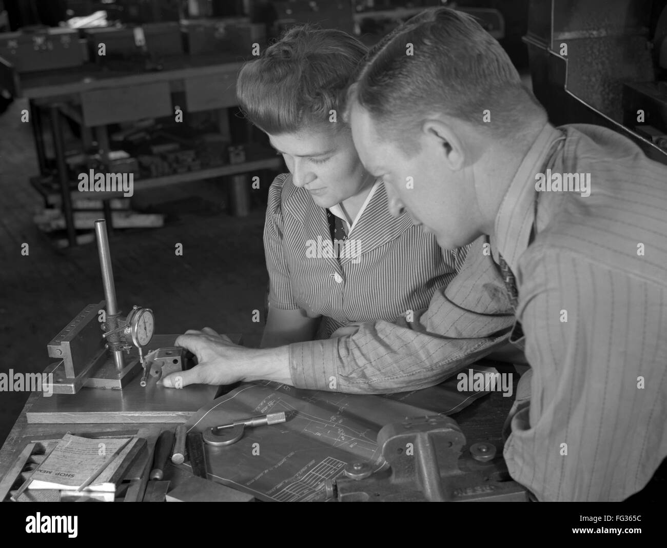 BOSTON: FACTORY, 1942. /nSupervisor George Cole and Edith Krause ...