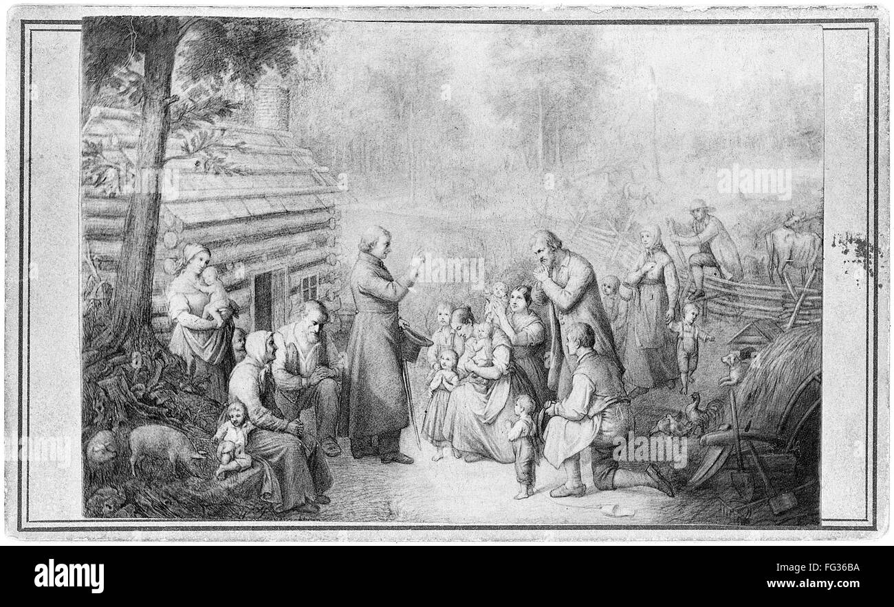 OHIO: FATHER FENWICK, c1870. /nBishop Edward Fenwick blessing the first ...