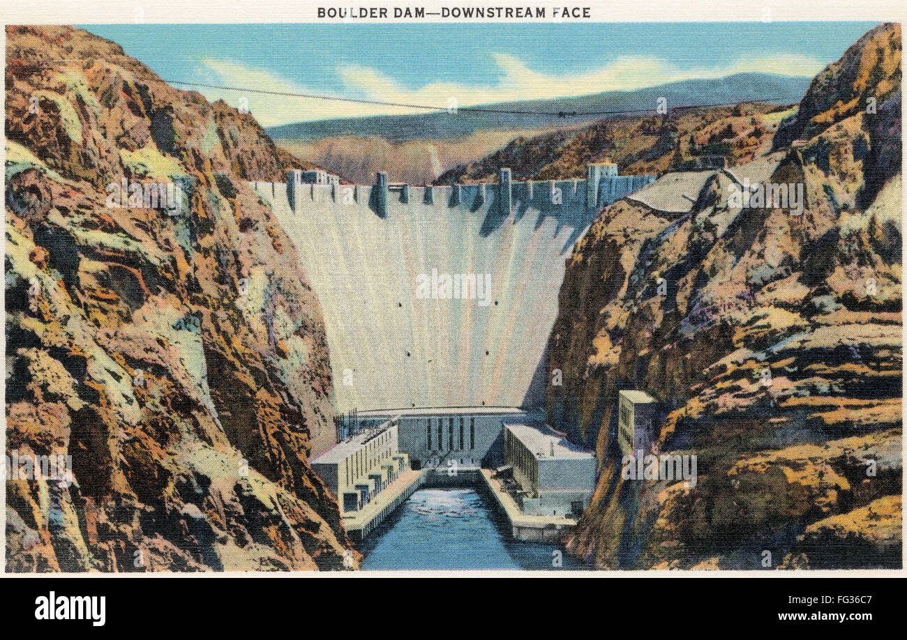 HOOVER DAM, 1935. /nThe downstream face of Hoover Dam on the Colorado ...