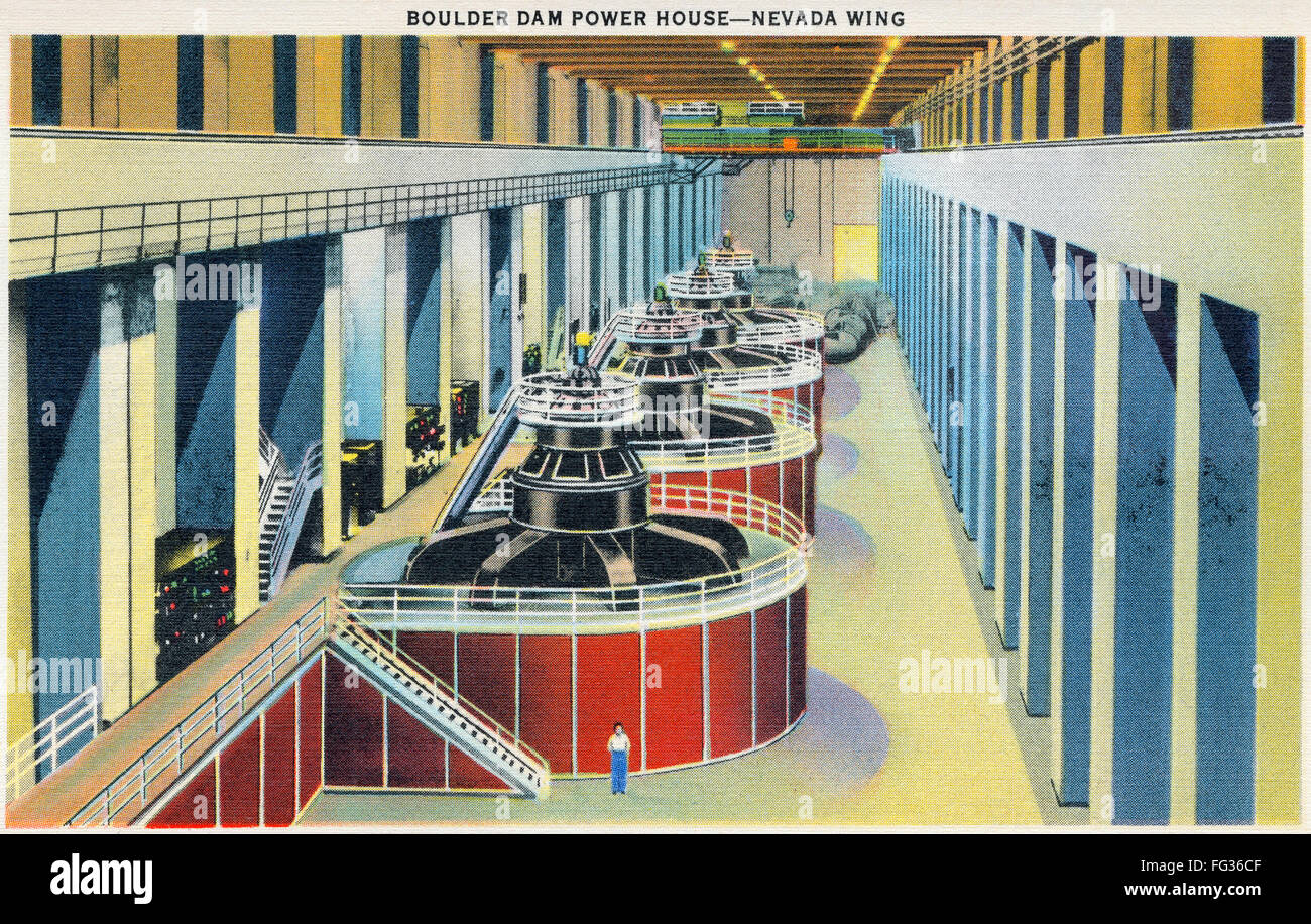 HOOVER DAM, 1935. /nThe power house inside the Nevada Wing of Hoover ...