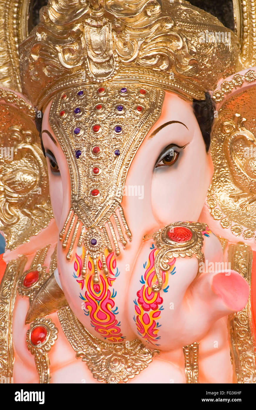 Portrait of idol of ganesh elephant headed god for sale in Ganeshotsav ...
