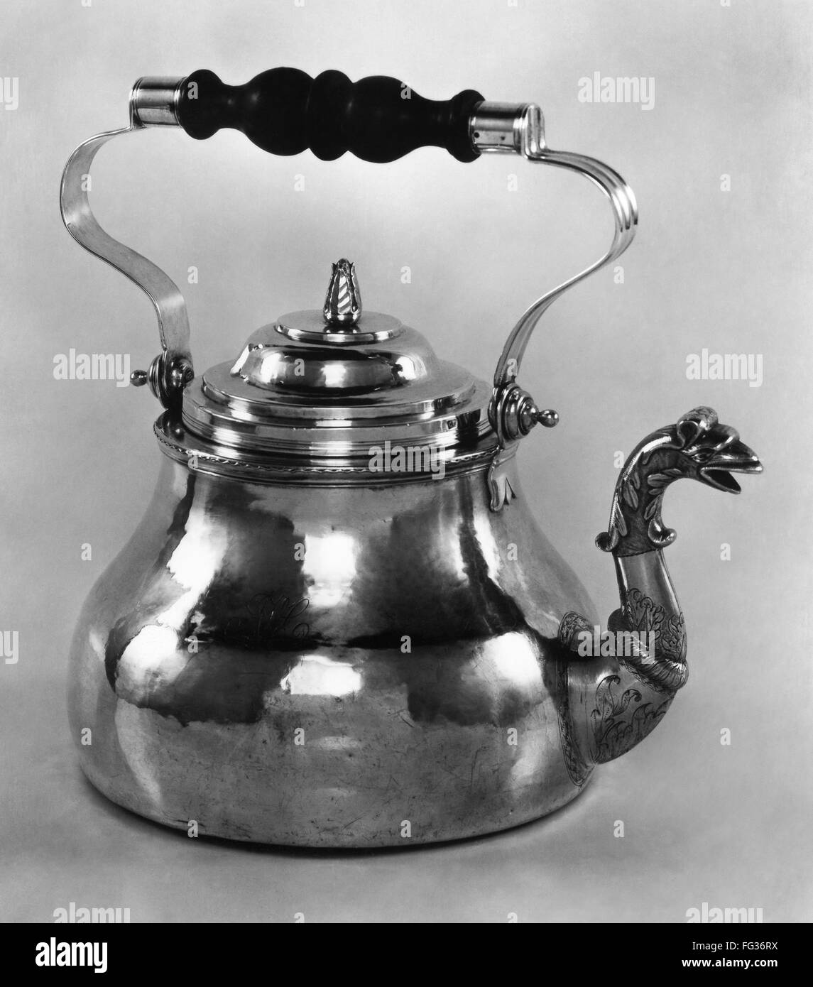 TEAKETTLE, c1710. /nSilver teakettle made by Cornelius Kierstede ...