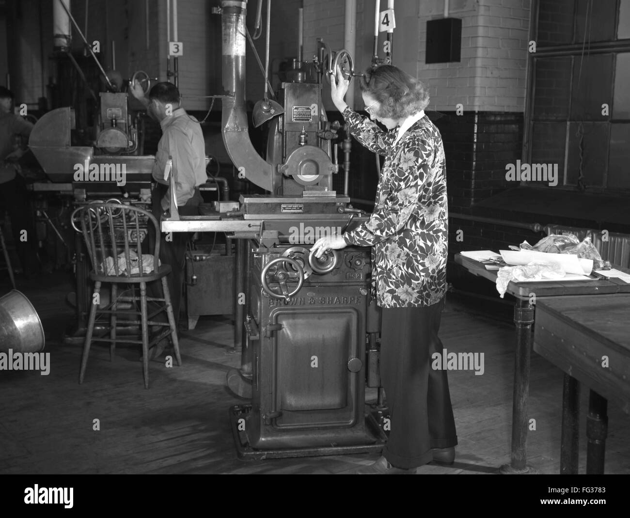 BOSTON: FACTORY, 1942. /nA woman working in a Gillette factory ...