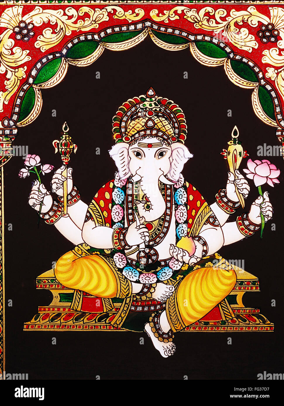 Kshipra Ganpati thanjavur glass painting Stock Photo - Alamy