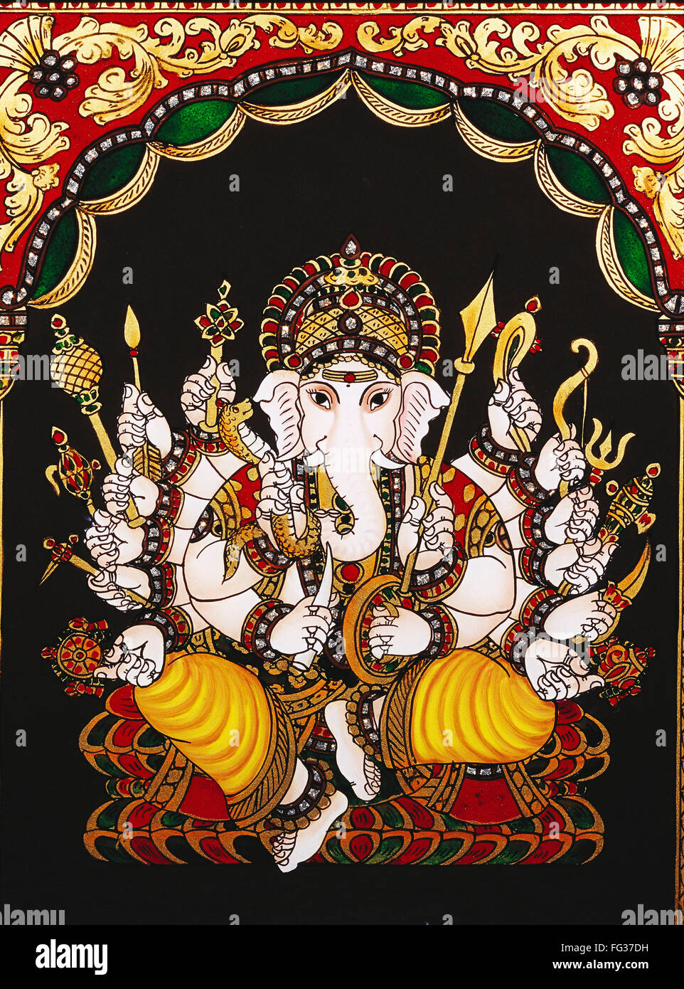 Veera Valiant Ganpati thanjavur glass painting Stock Photo - Alamy