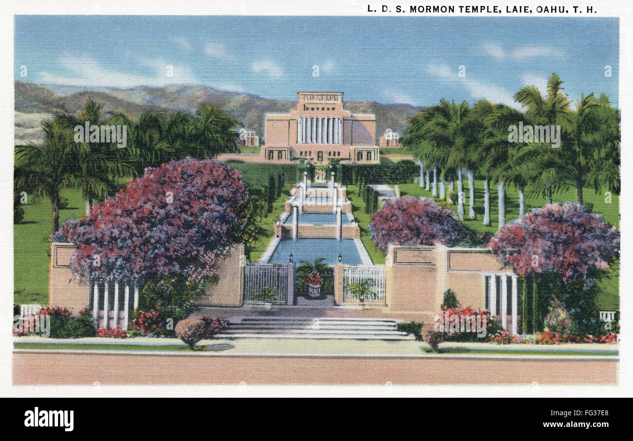 HAWAII: MORMON TEMPLE, 1935. /nThe Laie Hawaii Temple of the Church of ...