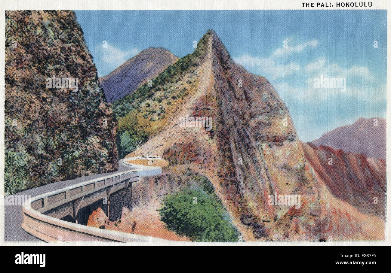 HAWAII: PALI HIGHWAY, 1935. /nHawaii Route 61, also known as the Pali ...