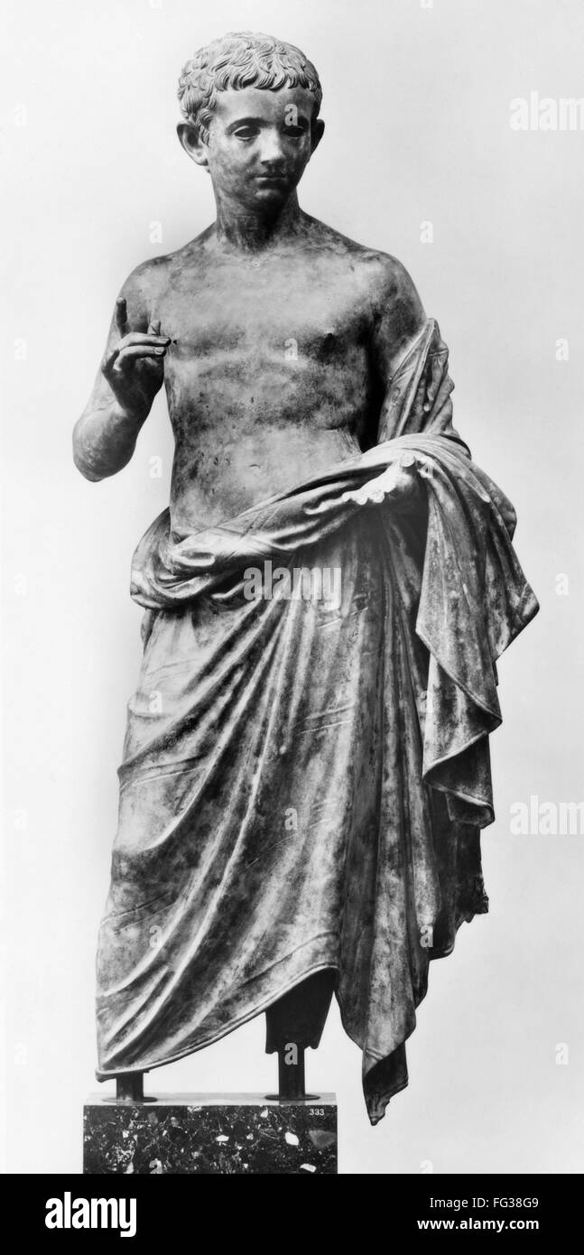 ROME: ROYAL PRINCE. /nRoman bronze statue of a prince (Gaius or Lucius ...
