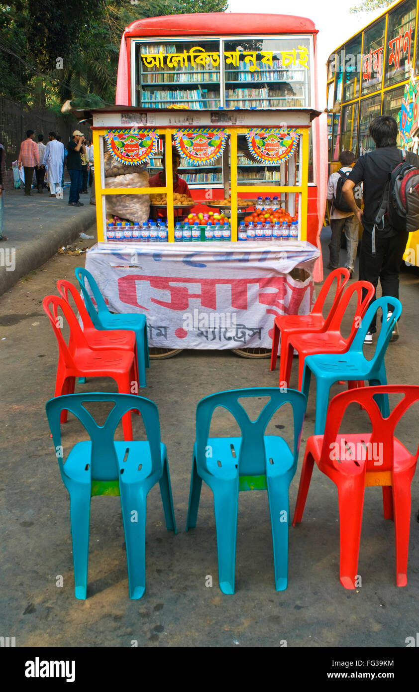 Chairs to sit outside roadside food stall near National Museum ; Dhaka ...