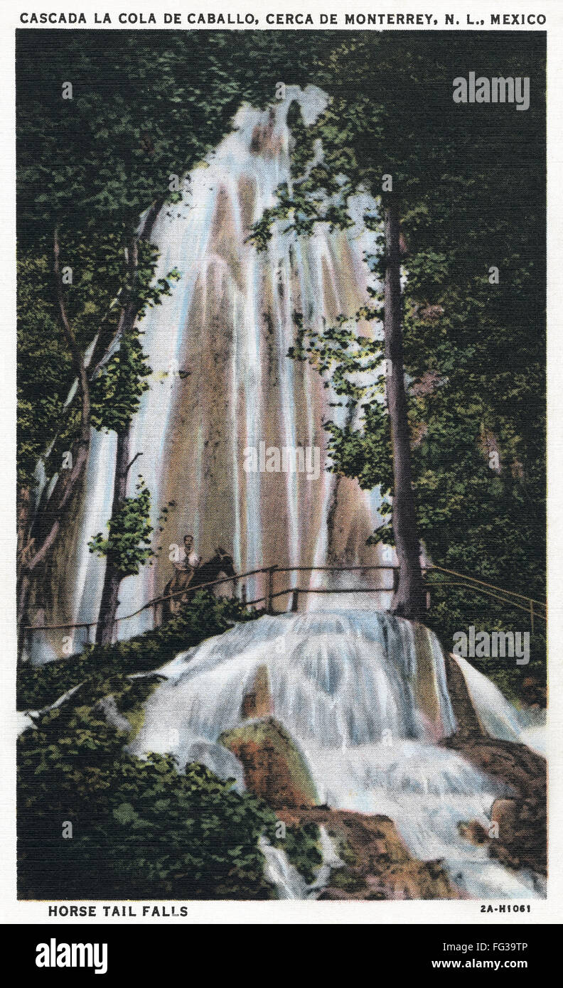 MEXICO: WATERFALL, c1939. /nThe Cola de Caballo (Horse Tail) Falls in ...