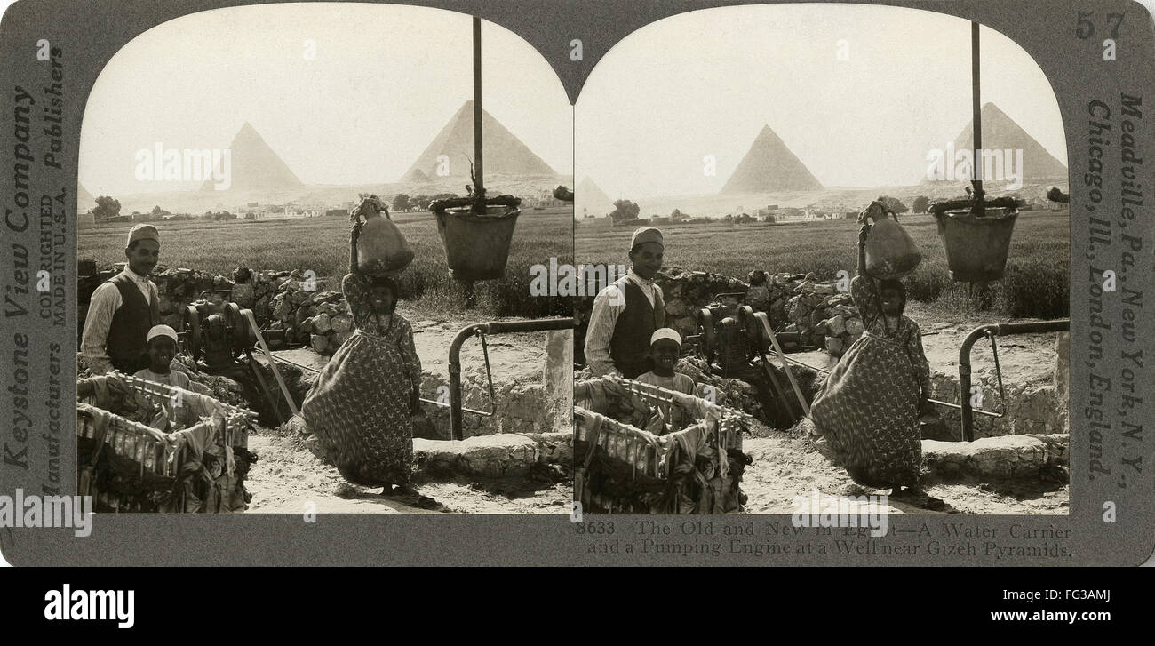 EGYPT: PUMPING WATER, c1920. /n'The old and new in Egypt - a water ...