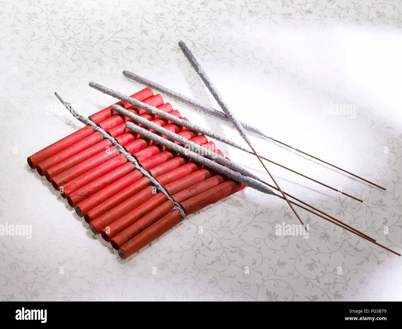 Fire crackers red sparklers for Diwali festival of lights Stock Photo ...