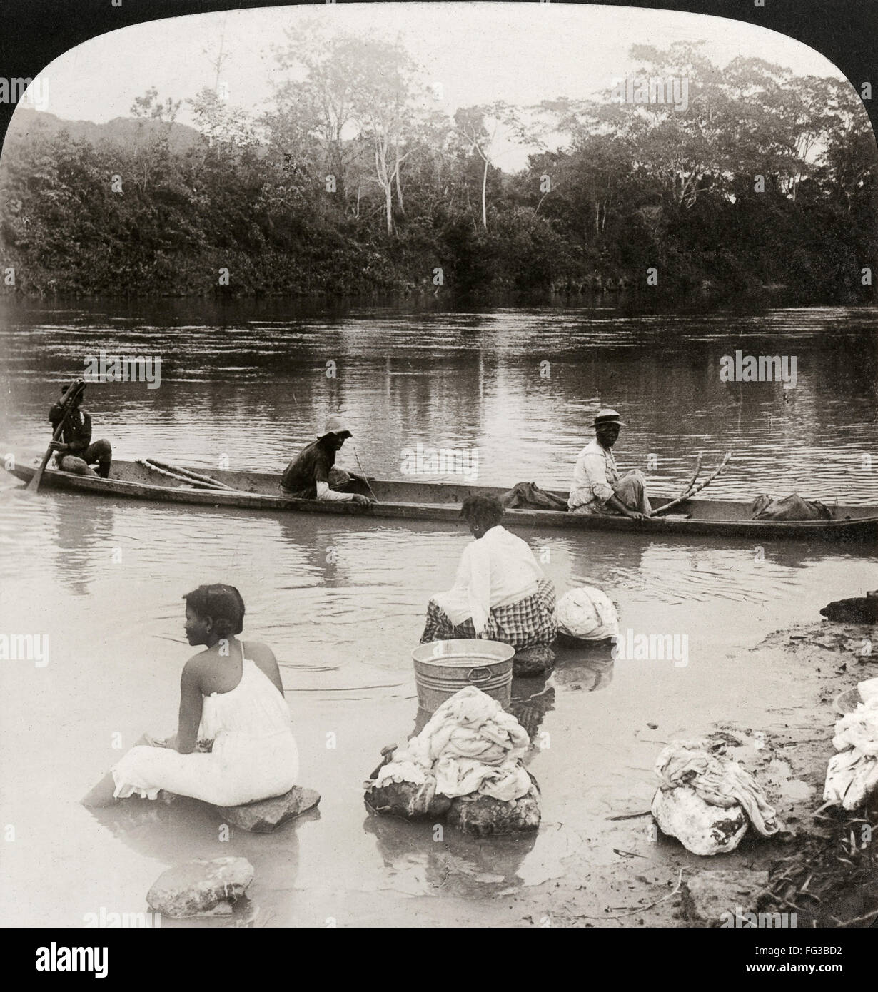 PANAMA: LAUNDRY, 1907. /n'An up-to-date laundry. Native women washing ...