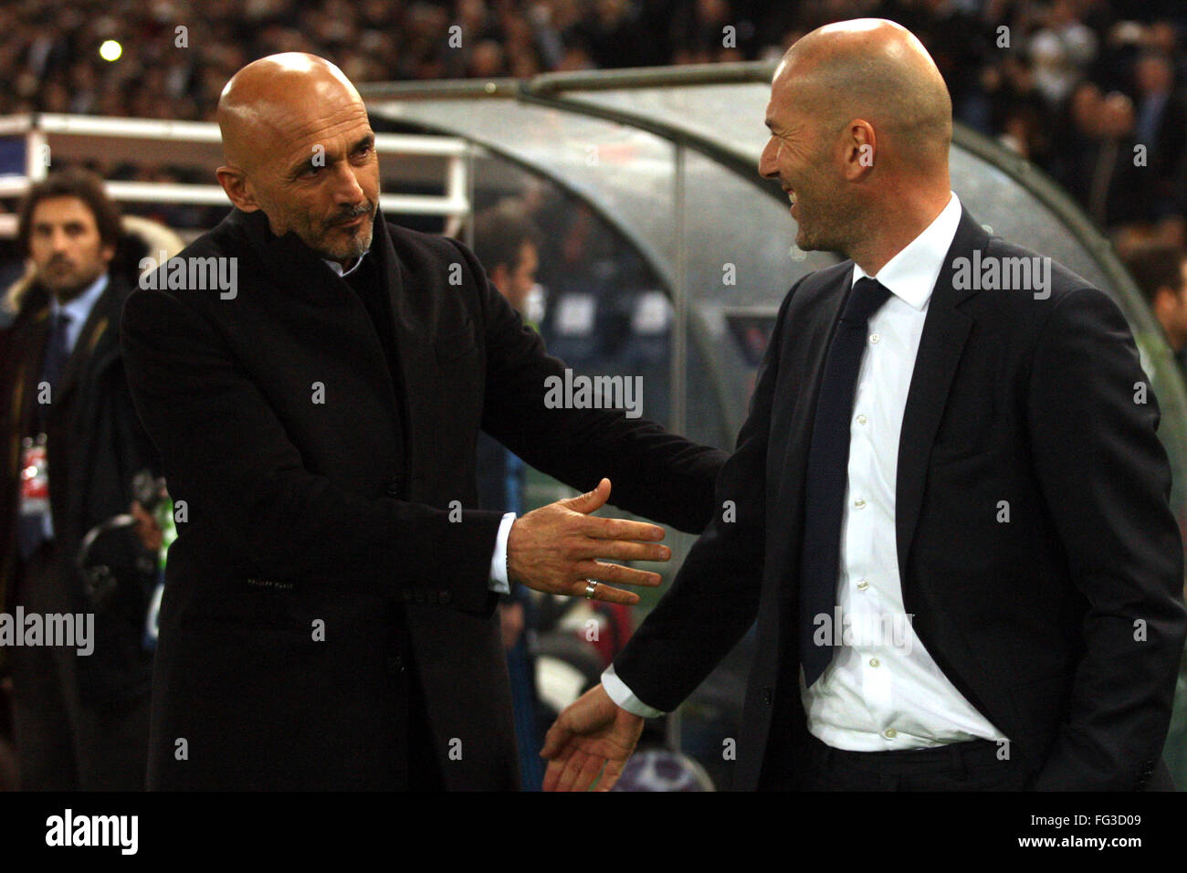 Rome, Italy. 17th February, 2016. Spalletti (rm) and Zidane (real ...
