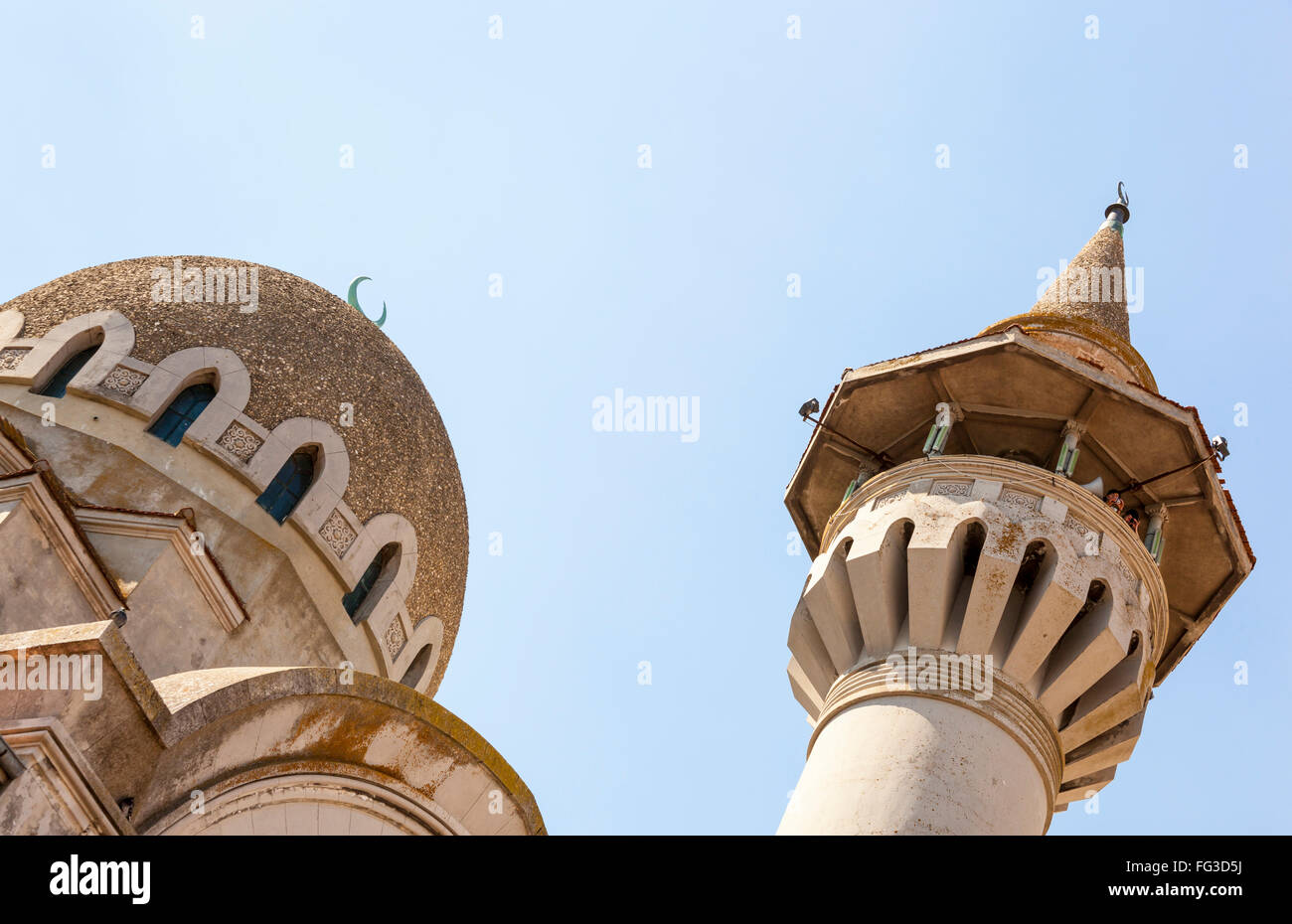 Dome and minaret of Mahmudiye Mosque, Constanta, Romania Stock Photo ...