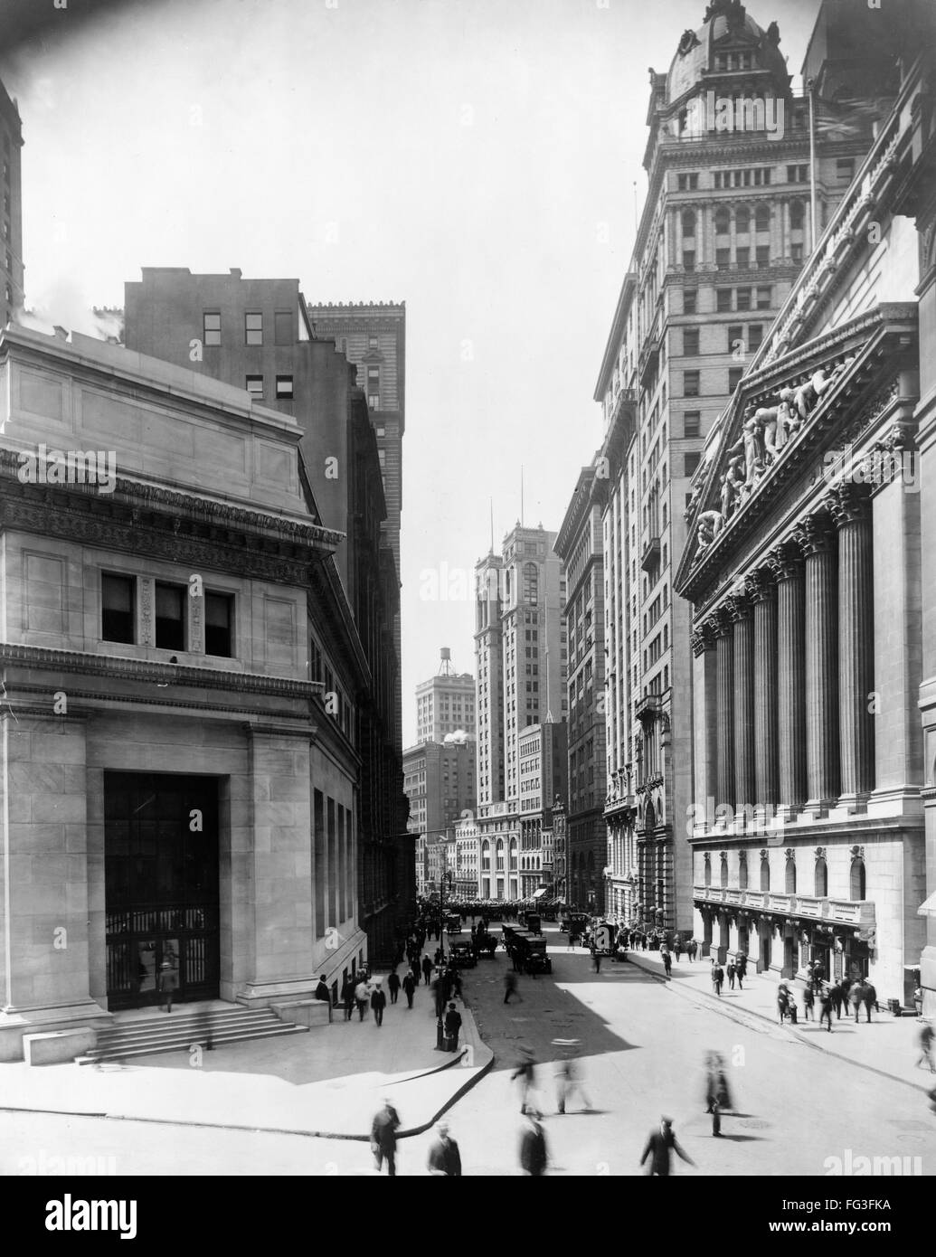 NEW YORK: BROAD STREET. /nA view of Broad Street from Wall Street in ...