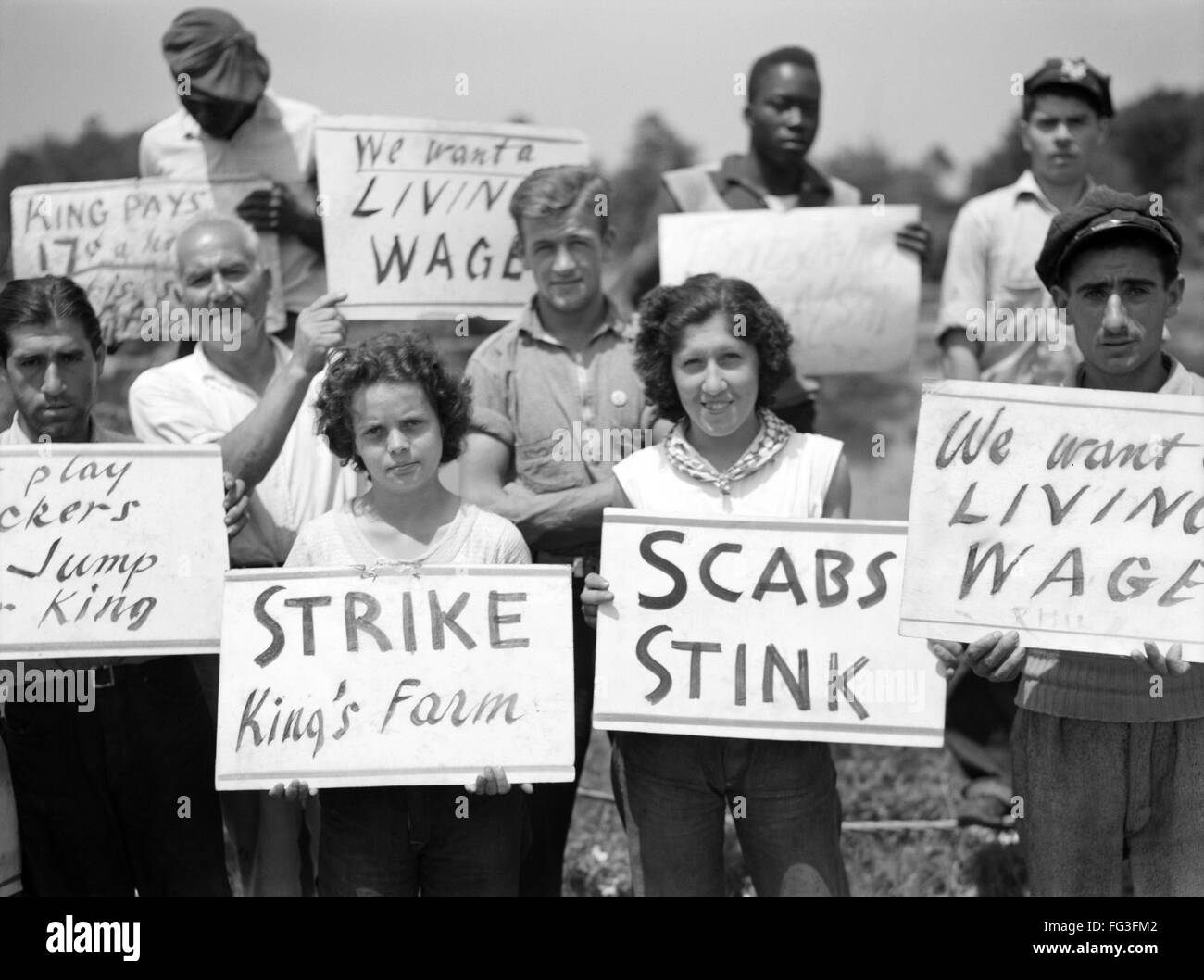 FARM STRIKE, 1938. /nThe picket line at the King Farm strike in ...