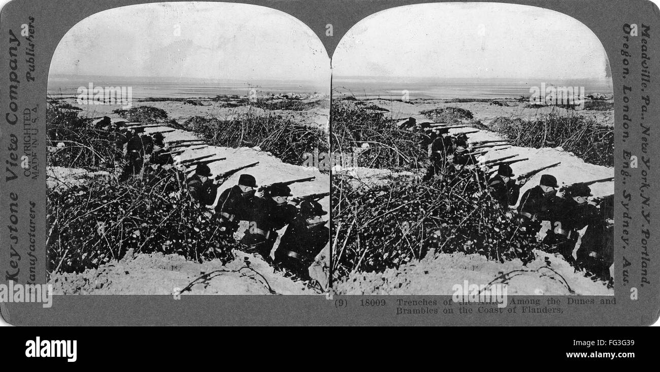 WWI: TRENCHES, c1916. /n'Trenches of the Allies among the dunes and ...