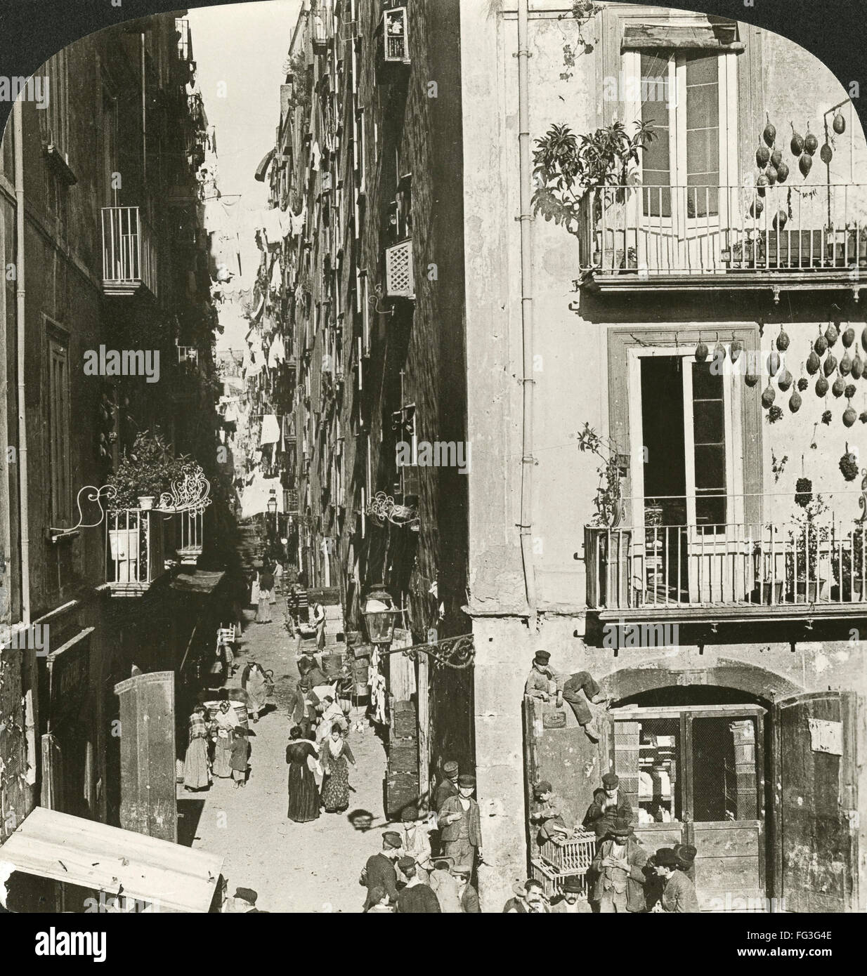 ITALY: FLORENCE, 1902. /nA narrow street in Florence, Italy ...