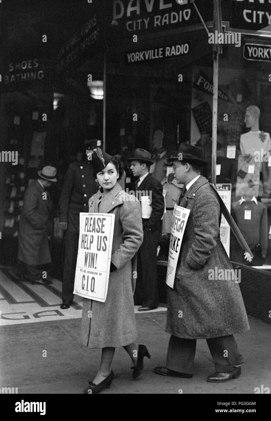 NEW YORK CITY: PICKET, 1937. /nStriking picketers in New York City ...