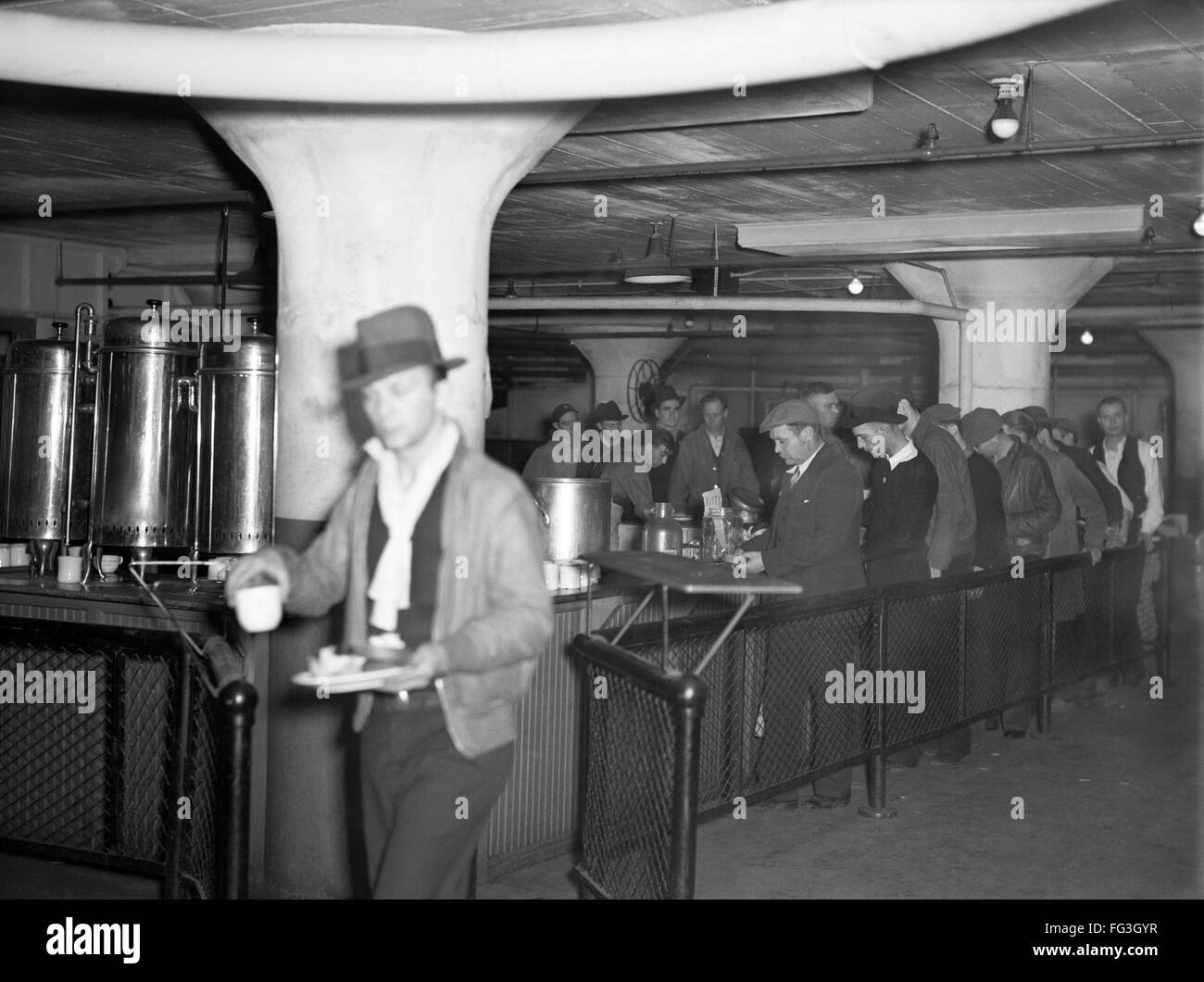FLINT SIT DOWN STRIKE, 1937. /nStrikers in the cafeteria of the Fisher ...
