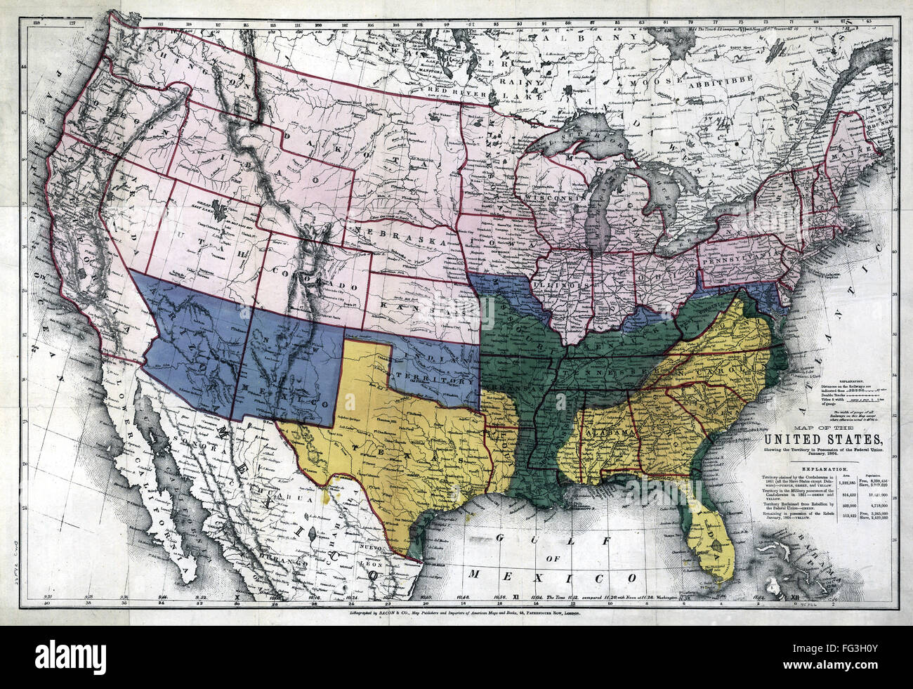 MAP: CIVIL WAR, 1864. /n'Map of the United States, showing the ...