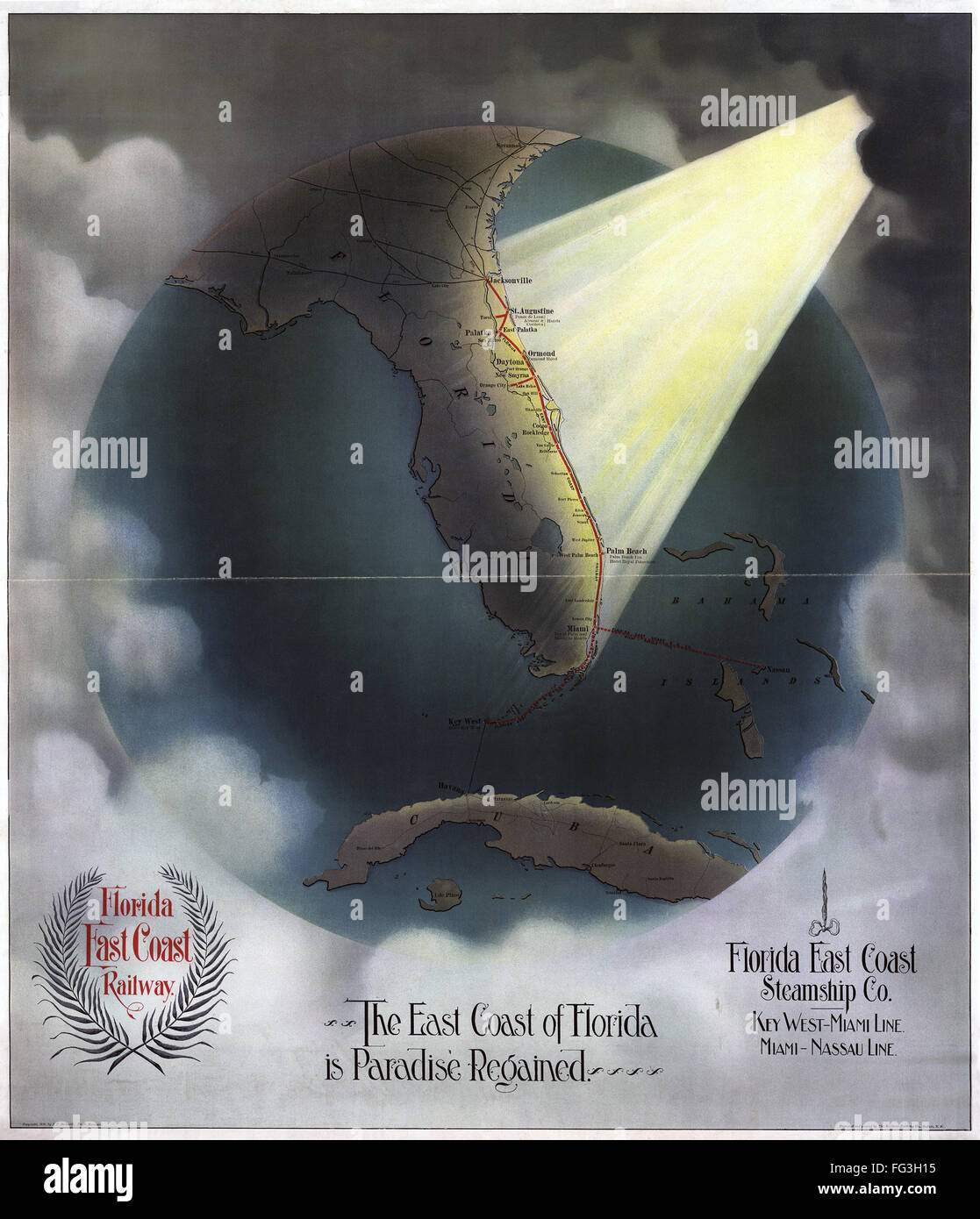 MAP: FLORIDA, 1898. /n'The east coast of Florida is paradise regained ...