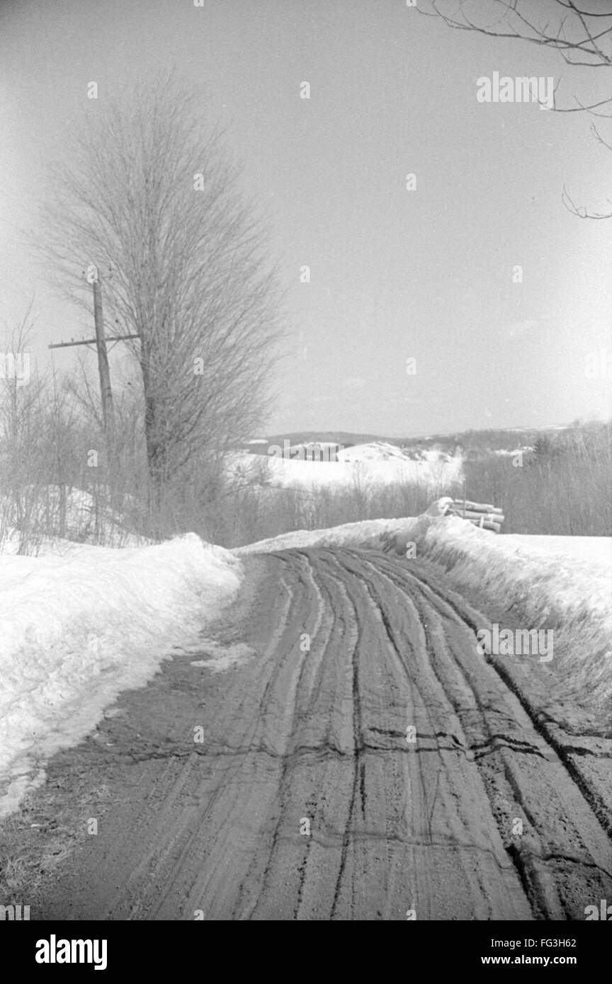 VERMONT: WOODSTOCK, c1940. /nA spring thaw in the farmland of Woodstock ...