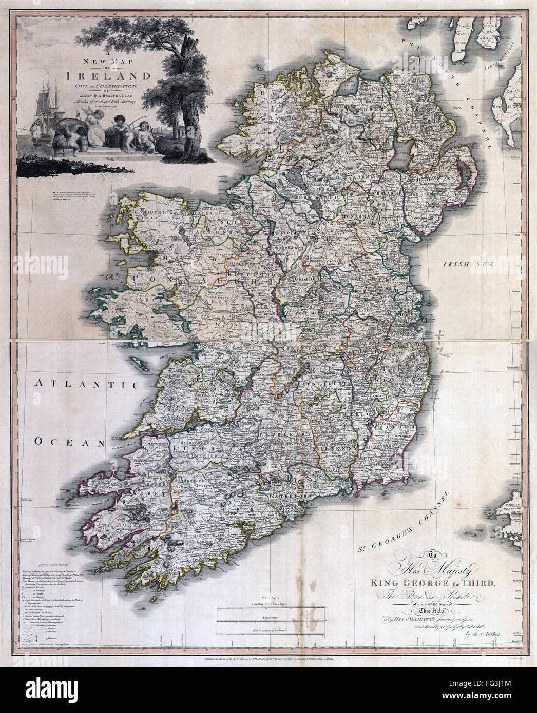 IRELAND, 1797. /nMap of Ireland by Daniel Augustus Beaufort, 1797 Stock ...