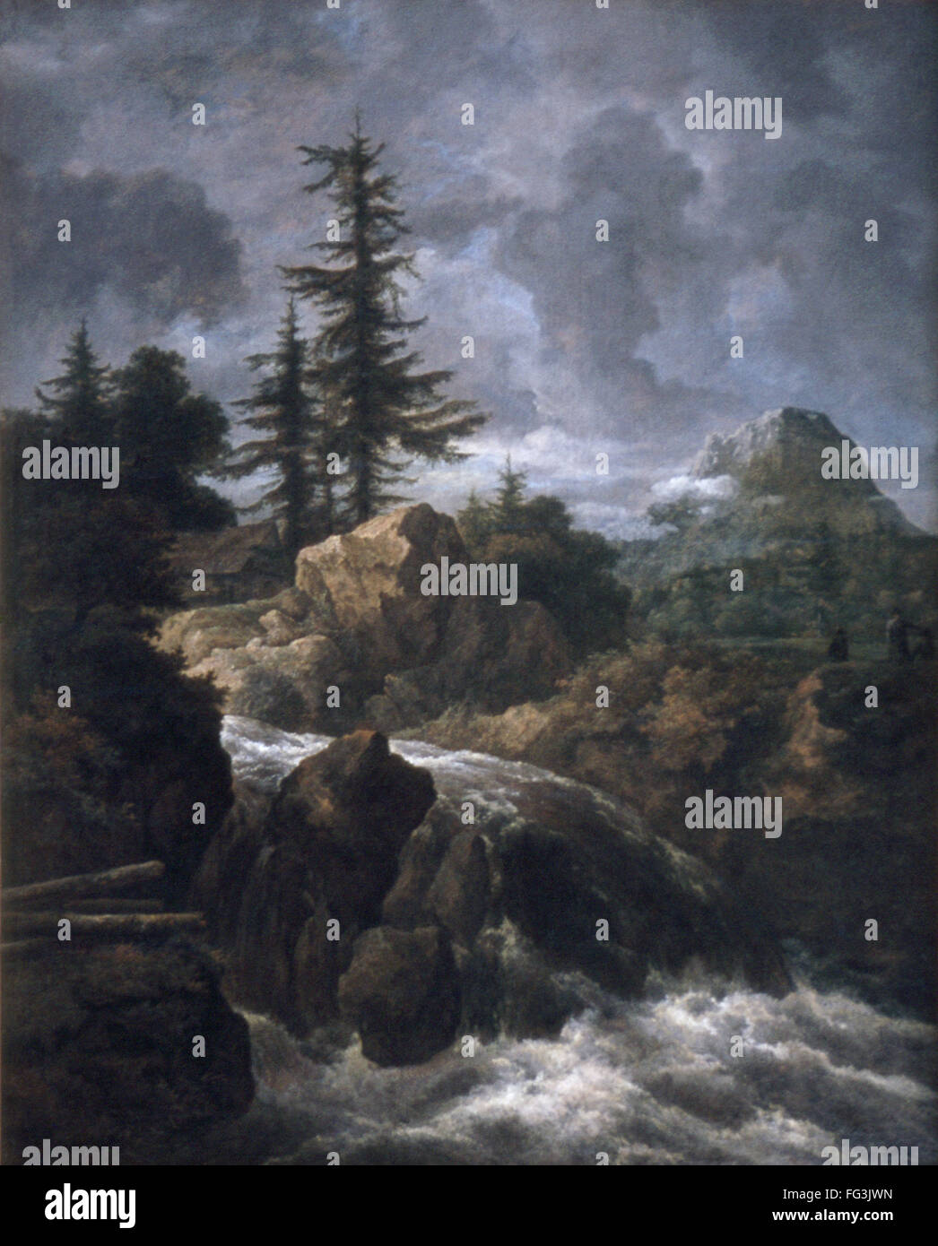 RUISDAEL: LANDSCAPE. /n'Landscape with a Waterfall and a Hut.' Oil on ...