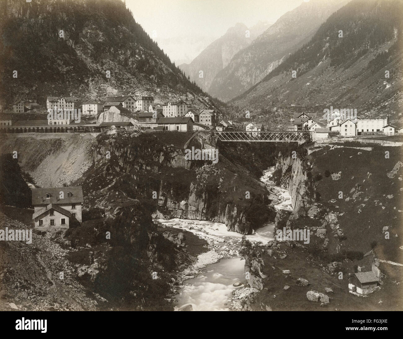 SWITZERLAND: GOSCHENEN. /nThe Gotthard railway in G÷schenen ...
