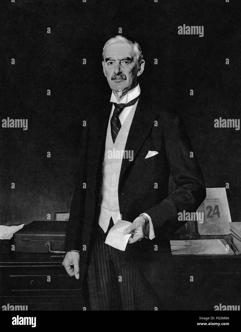 NEVILLE CHAMBERLAIN /n(1869-1940). English statesman. Lithograph, 1938 ...