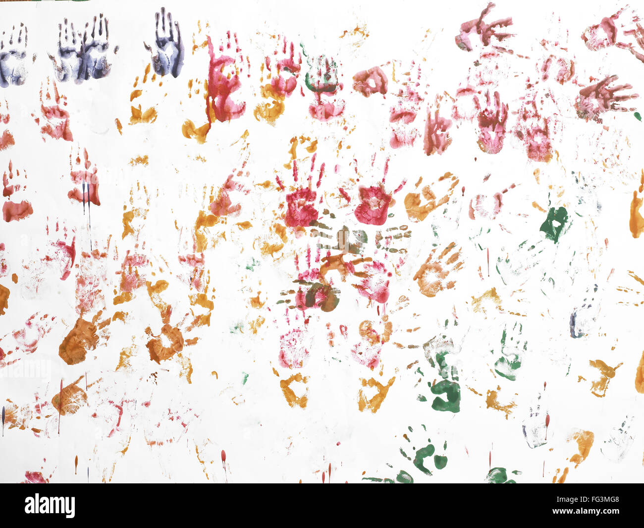handprints on white paper Stock Photo - Alamy