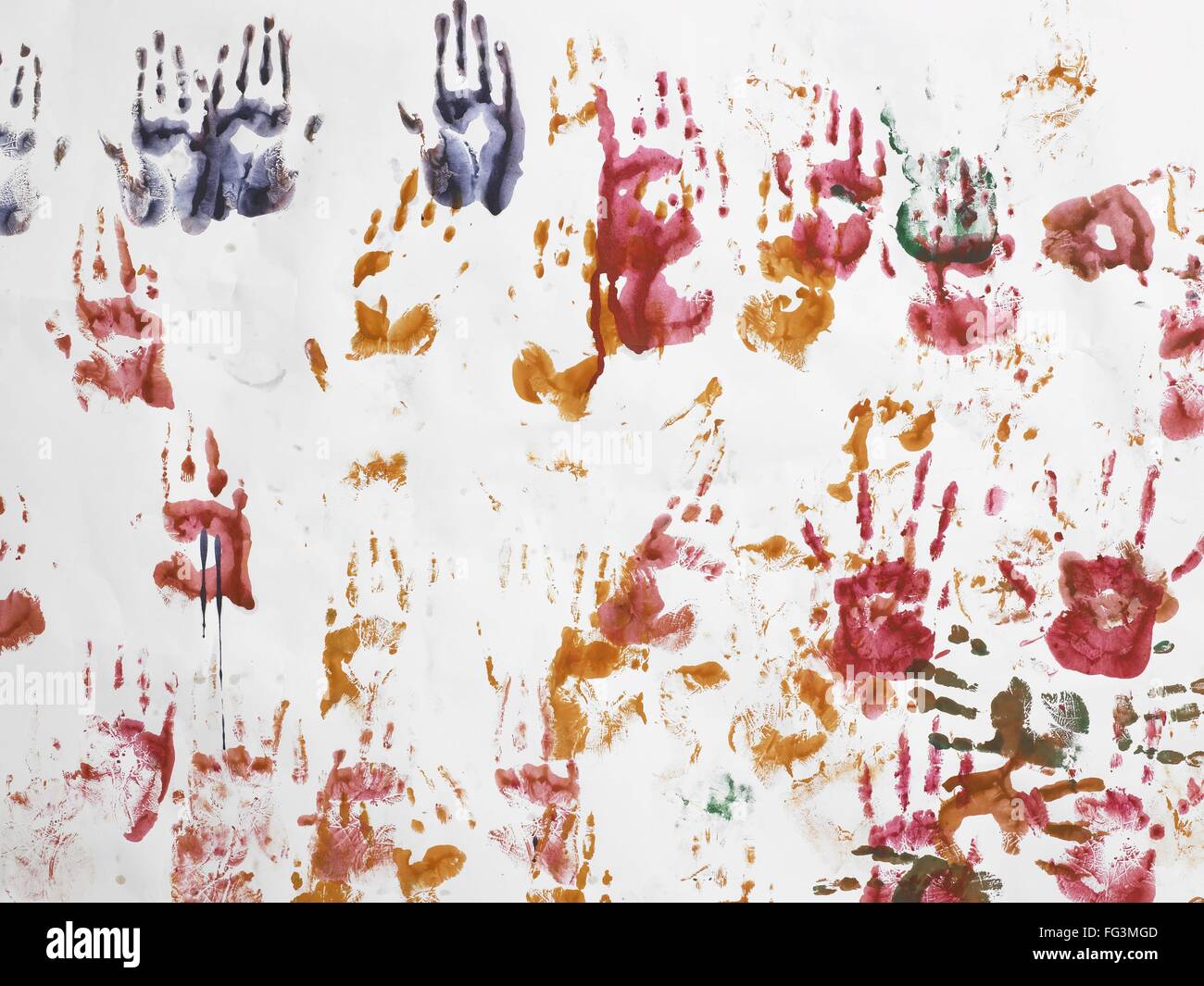 handprints on white paper Stock Photo - Alamy