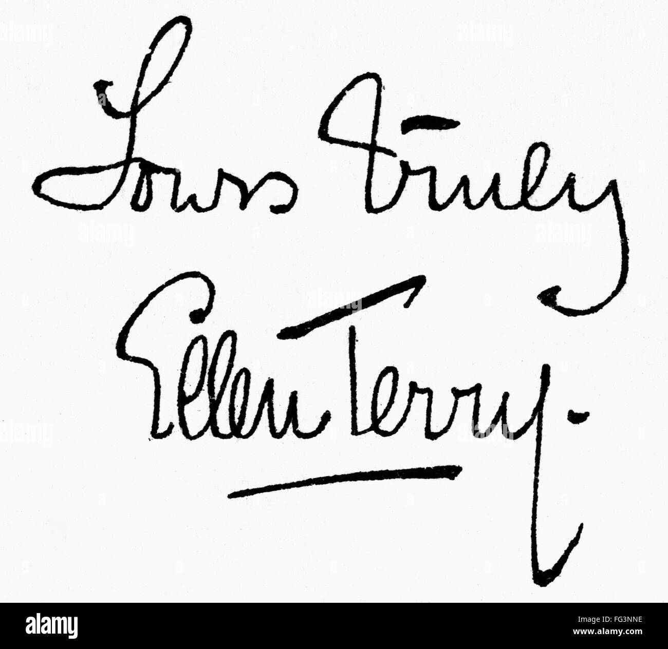 ELLEN TERRY (1847-1928). /nEnglish stage actress. Autograph signature ...