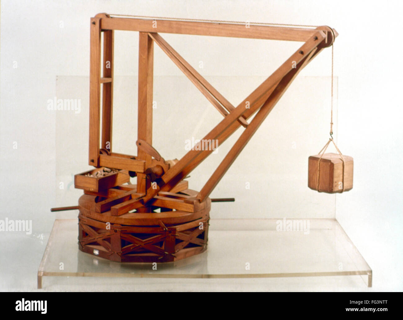 LEONARDO: CRANE. /nModel of a revolving crane, after a drawing by ...