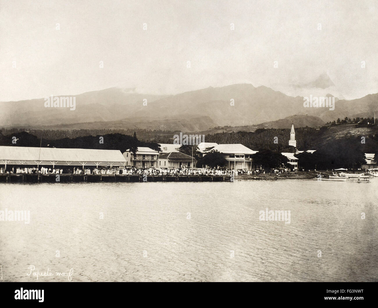 TAHITI: PAPEETE, c1910. /nA view of the wharf in Papeete, Tahiti in ...