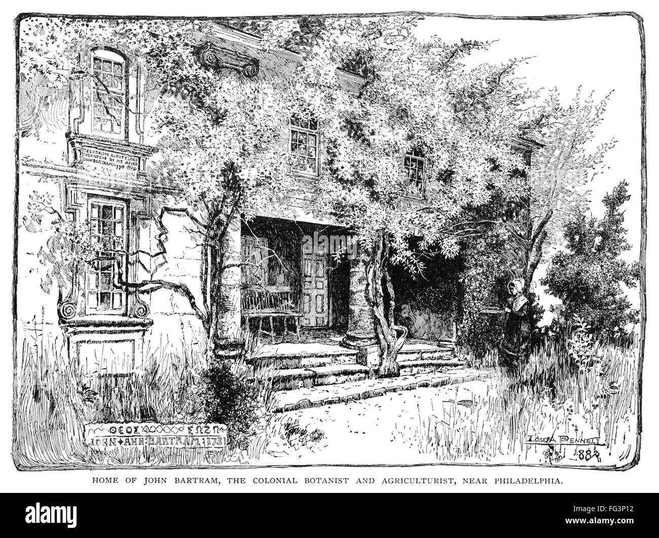 JOHN BARTRAM HOUSE. /nSoutheast view of the house and garden of ...
