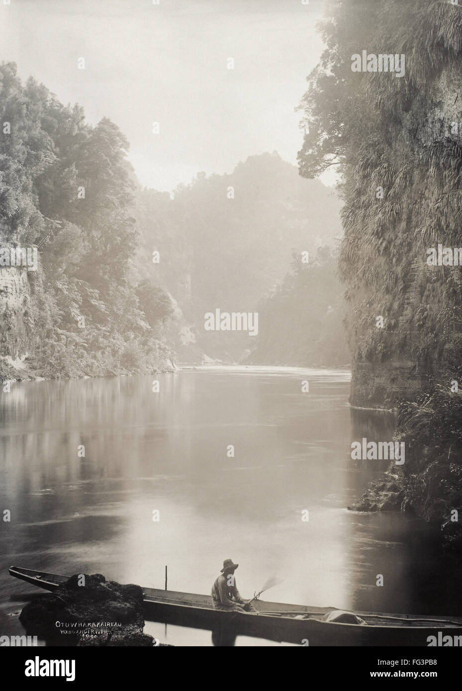 NEW ZEALAND, c1890. /nOtuwhakakaireau, Wanganui River in New Zealand. Photograph by Josiah ...