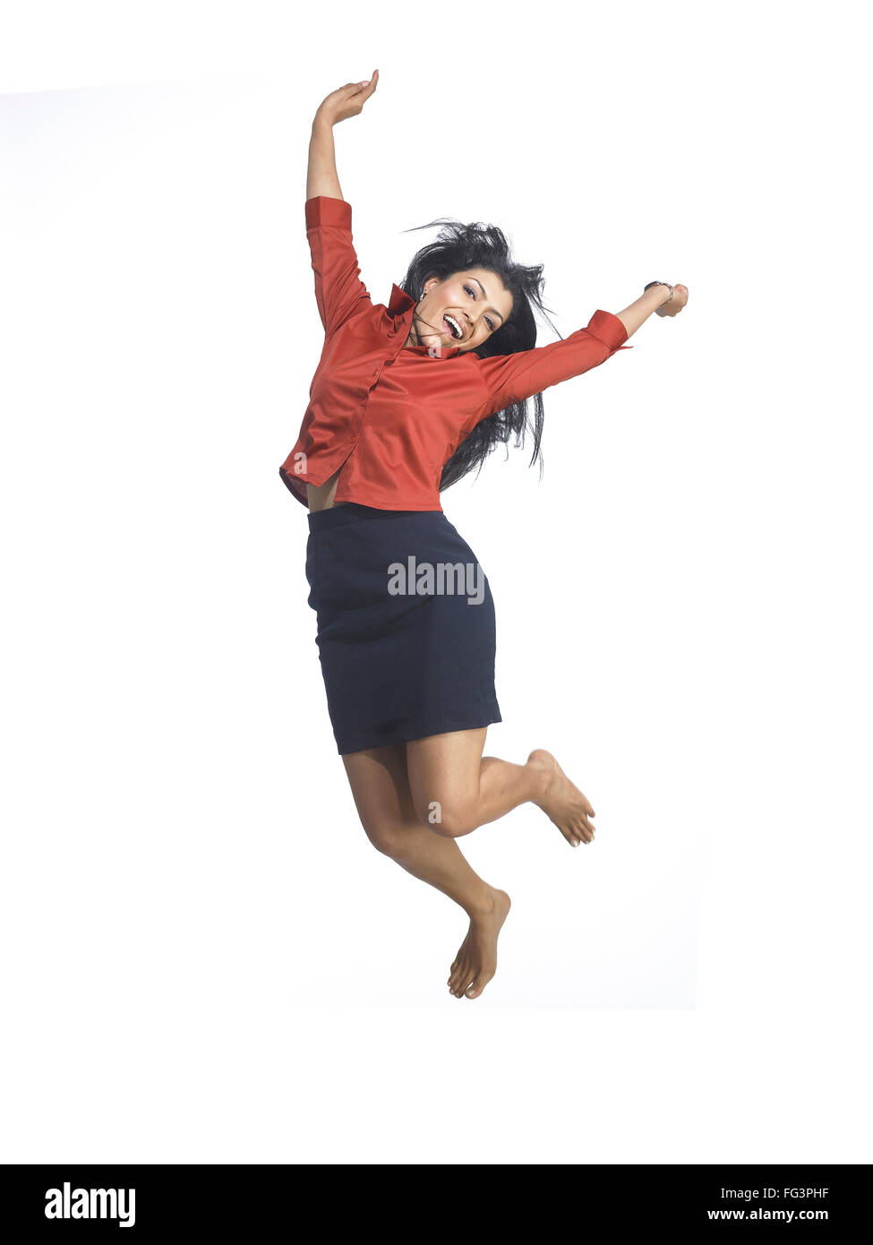 Woman jumping for joy office hi-res stock photography and images - Alamy