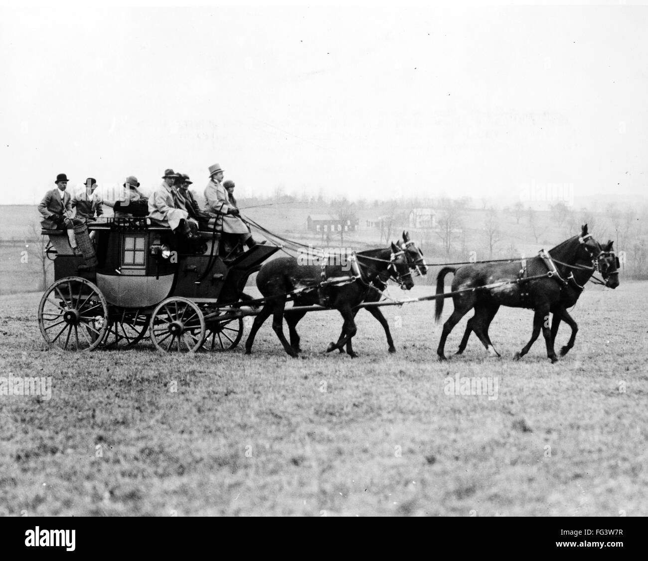 STAGECOACH, 1926. /nW.P. Hulbert arriving with his guests for the ...