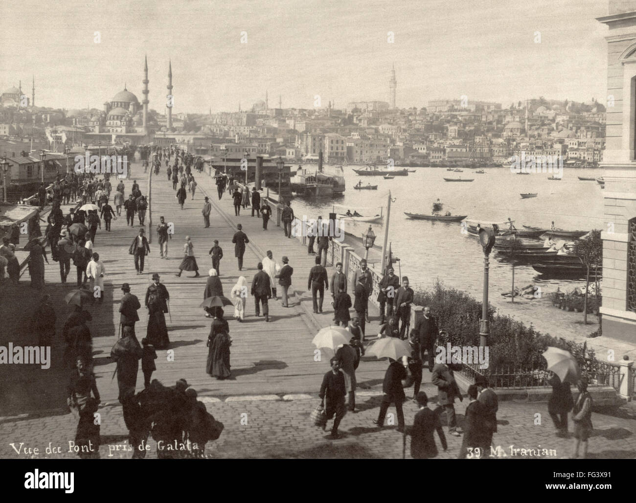 CONSTANTINOPLE, c1900. /nA view of the Galata Bridge in Constantinople ...