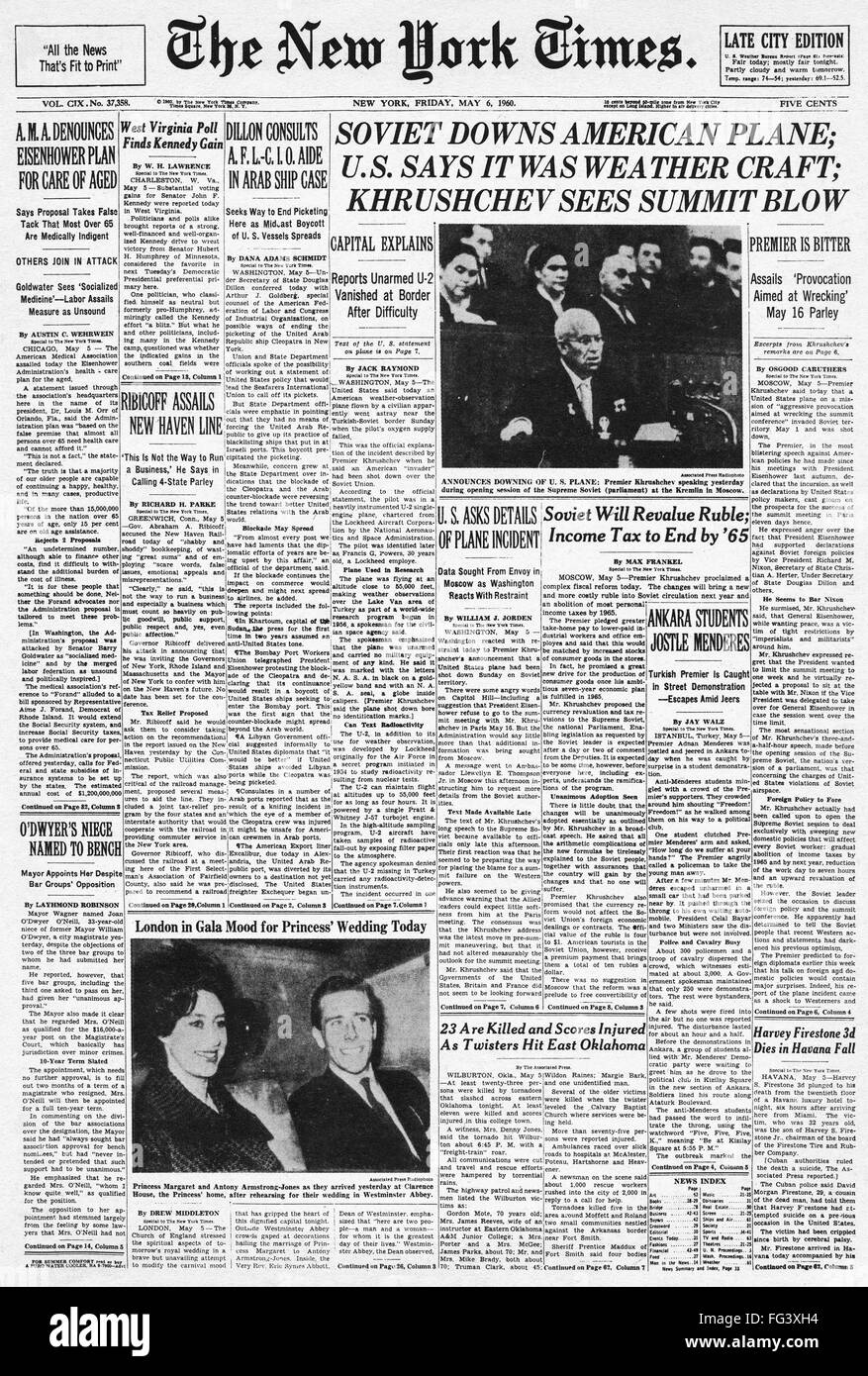 U-2 INCIDENT, 1960. /nFront page of the New York Times, 6 May 1960 ...