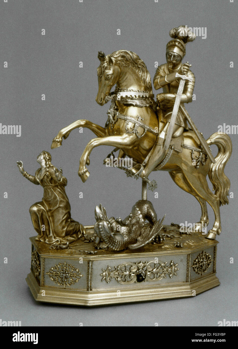 GERMAN AUTOMATON, c1600. /nSilver and parcel gilt automaton figure of ...