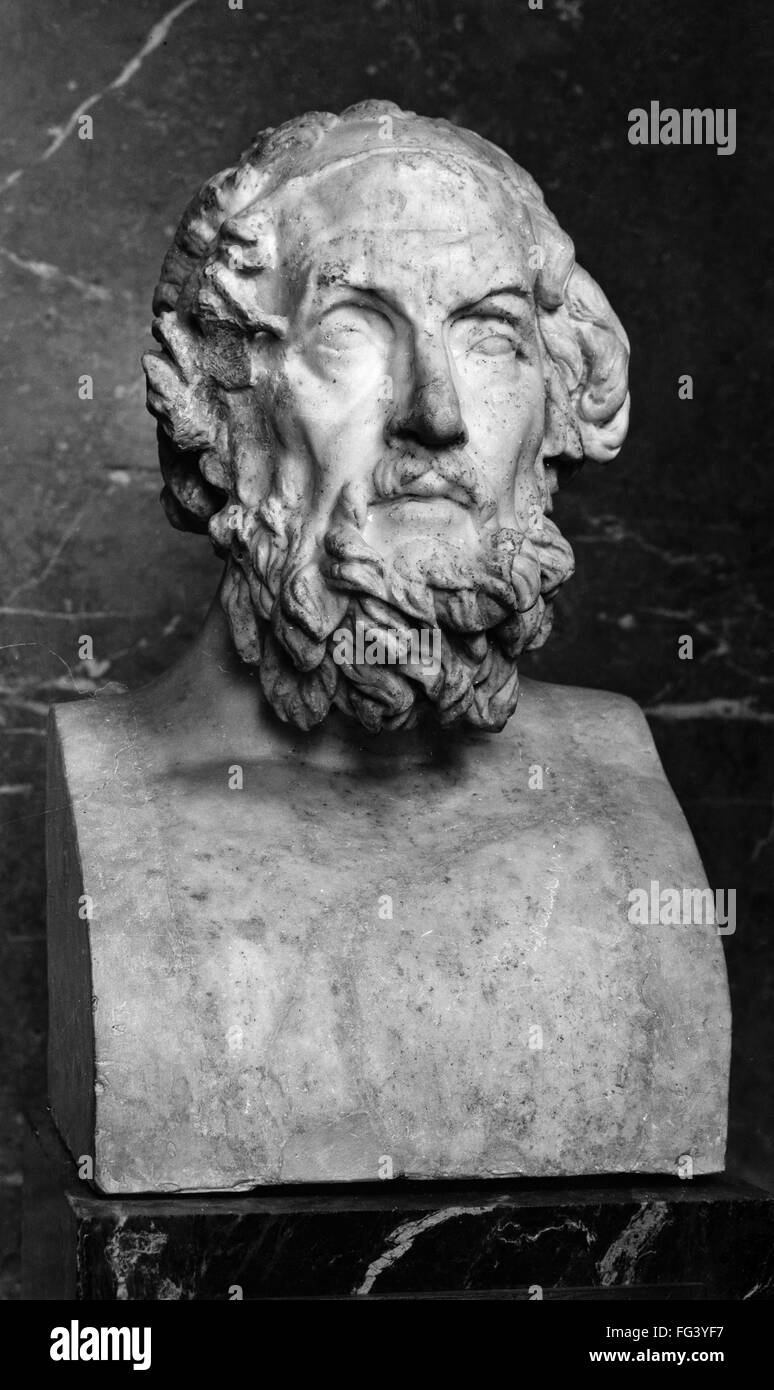 HOMER (9th-8th CENTURY B.C.). /nGreek poet. Antique marble bust, Roman ...