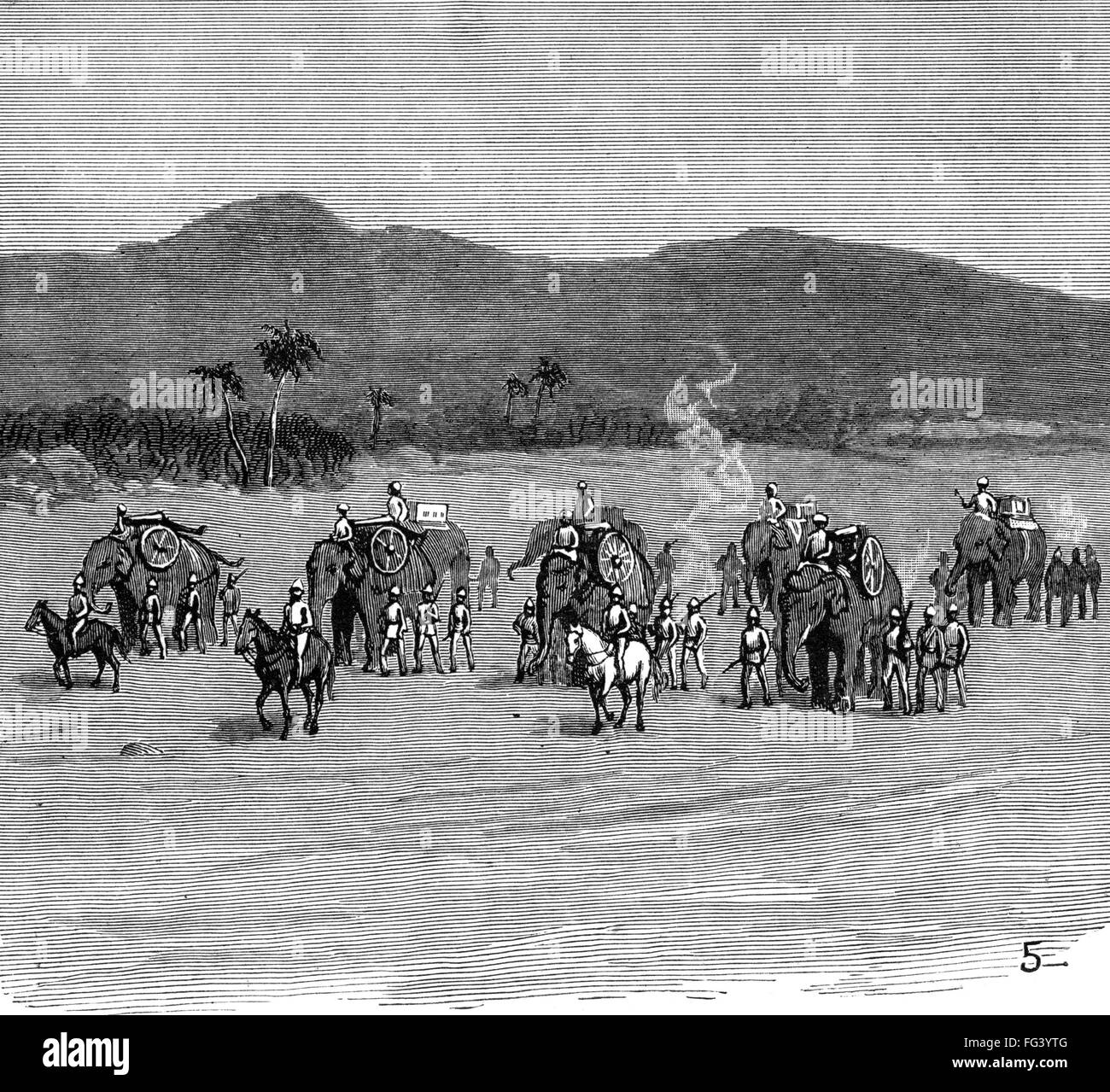 THIRD ANGLO-BURMESE WAR. /nAn elephant battery on the move just before ...