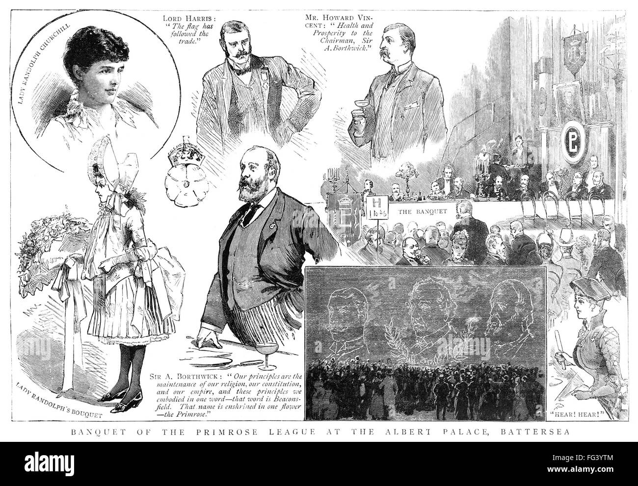 PRIMROSE LEAGUE, 1885. /nBanquet of the Primrose League, founded to ...