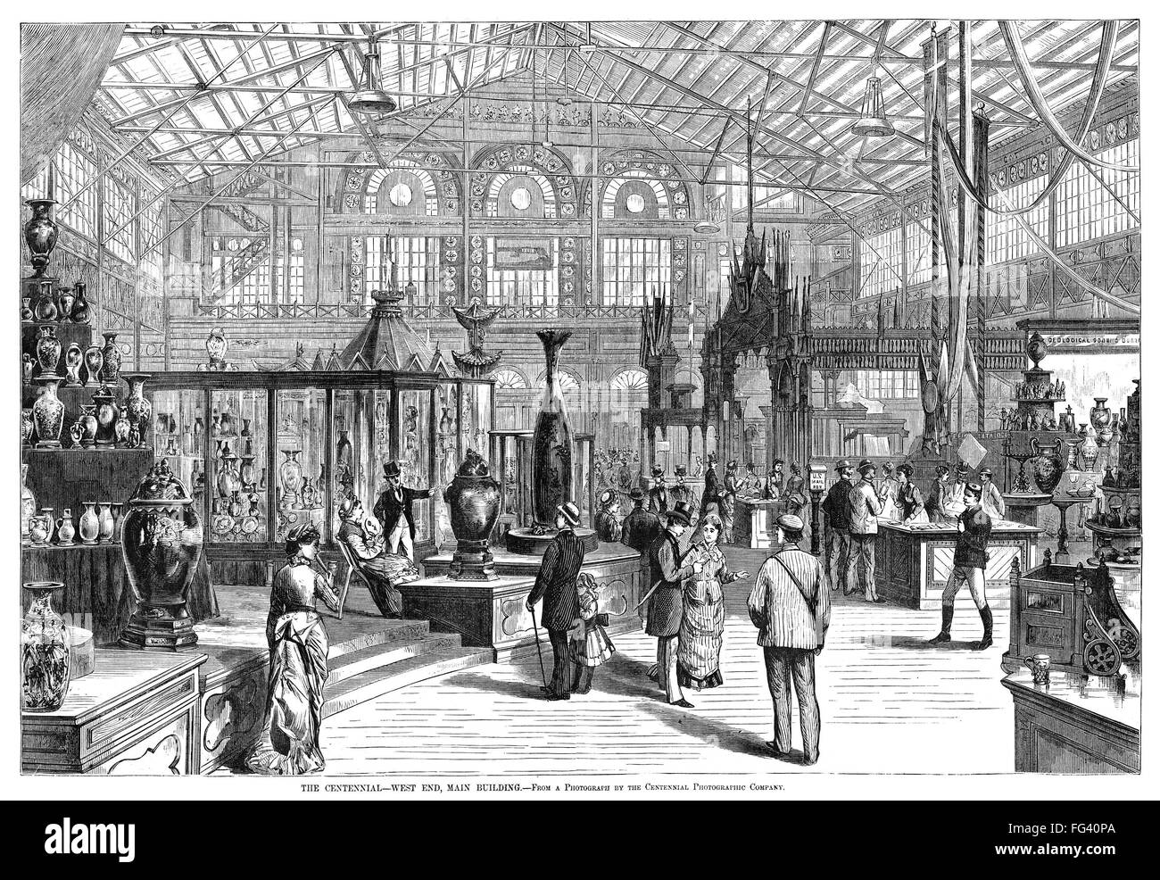 CENTENNIAL FAIR, 1876. /nWest end of the Main Building at the ...