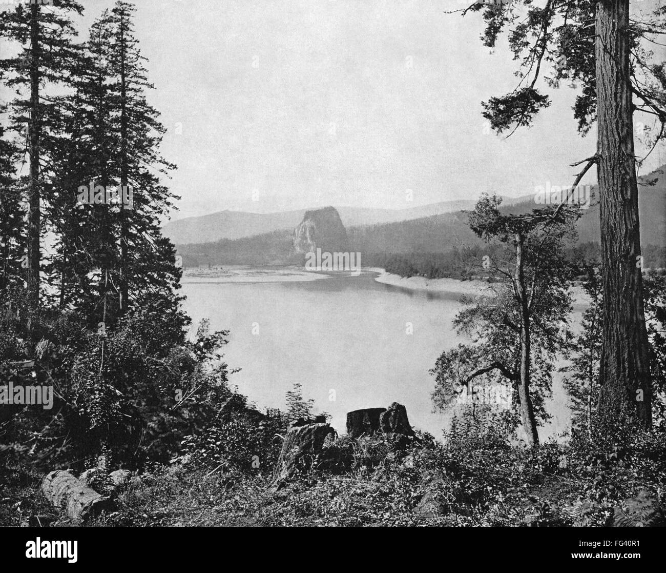 OREGON: CASTLE ROCK, c1890. /nCastle Rock on the Columbia River in ...